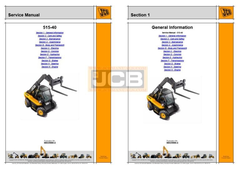 JCB Telehandler 515-40 Service Repair Manual
